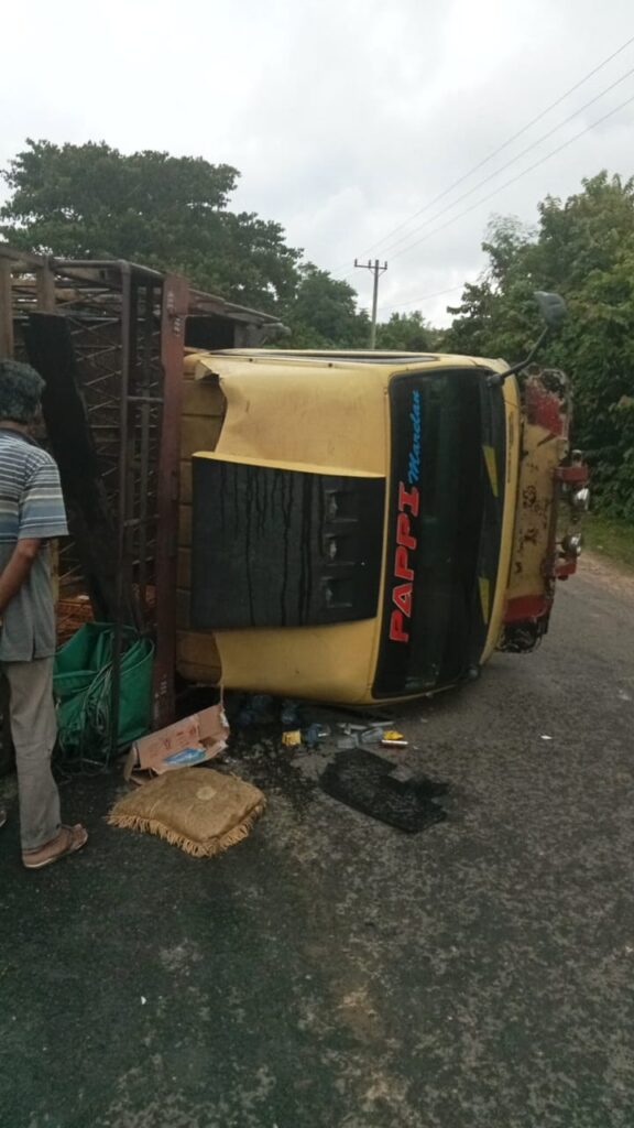Truk Pengangkut Ayam Terbalik di Desa Blang Crum Kandang, Muaradua. – Kompas News